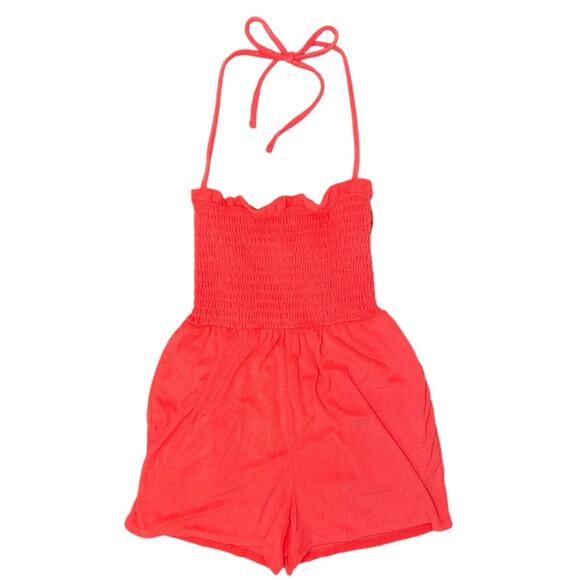Bar III | Pants & Jumpsuits | Bar Lll Tie Neck Terry Cloth Romper ...